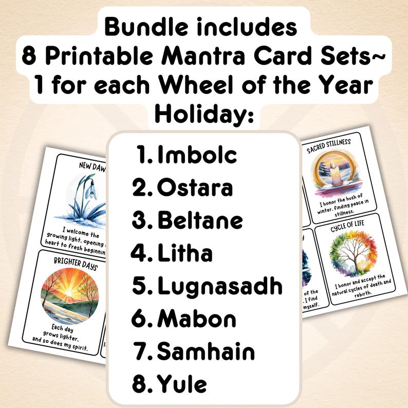 Bundle Affirmation Cards Printable Sets - Every Wheel of the Year ...