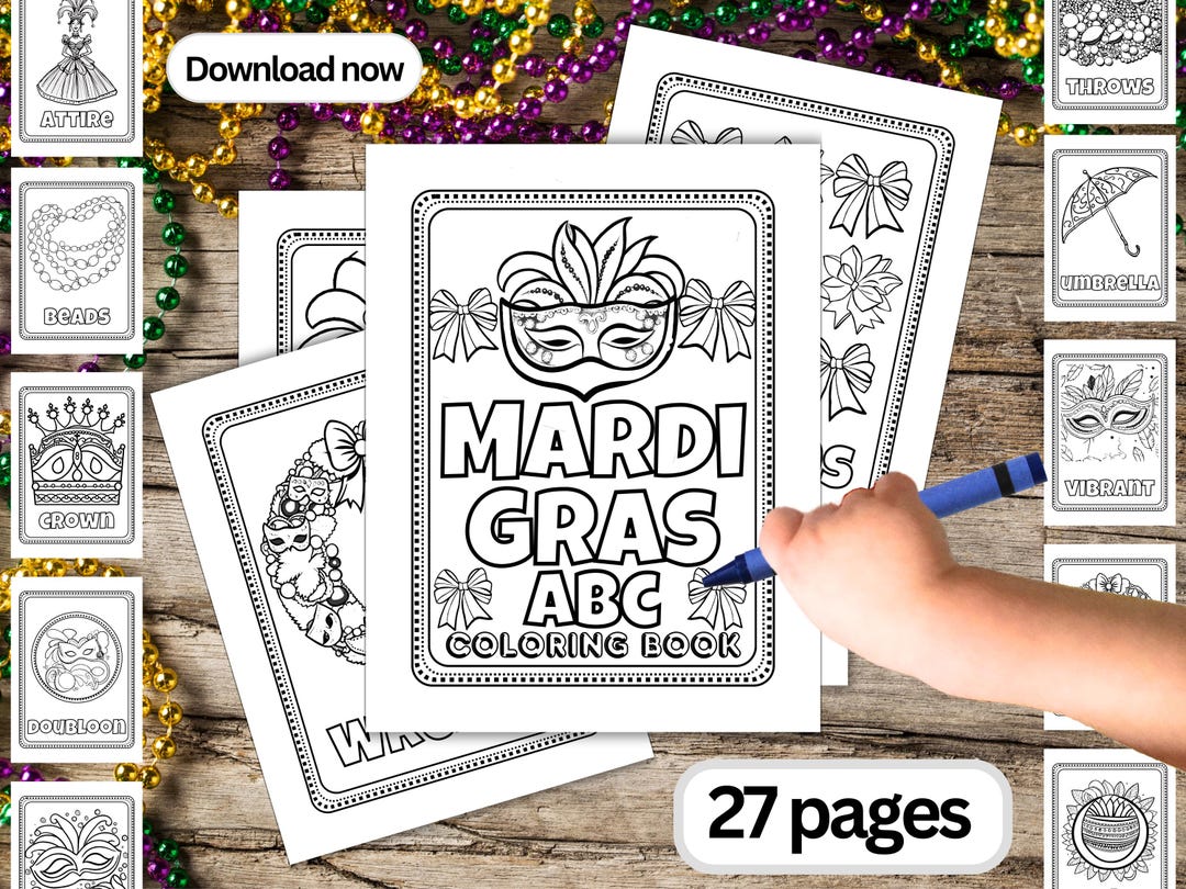Mardi Gras Abcs Coloring Book: Kids Classroom Activity (PDF) - Etsy