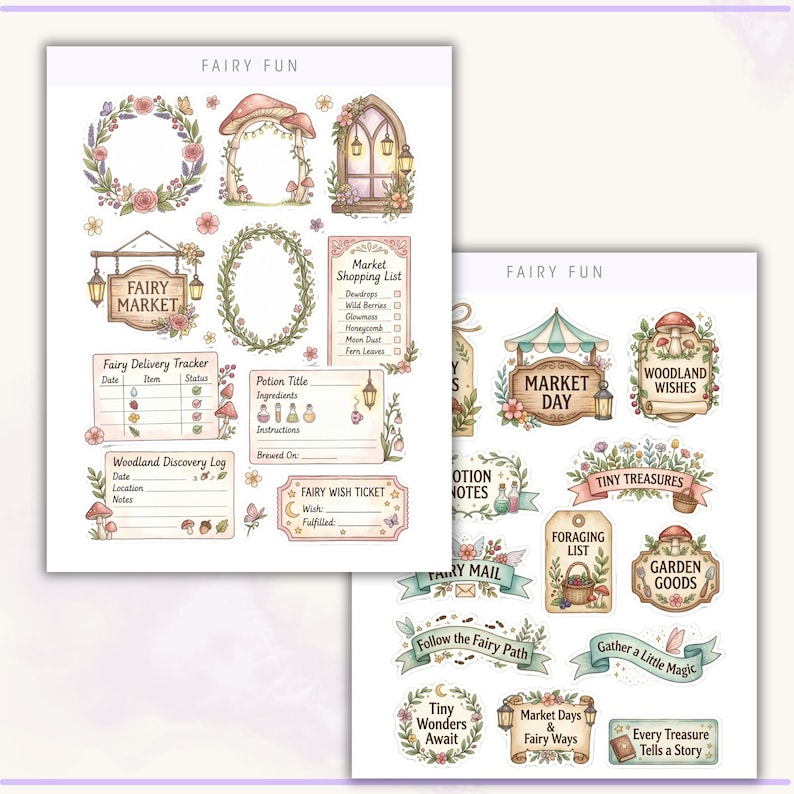 Fairy Junk Journal Fussy Cuts Printable Kit Digital Stickers Forest ...