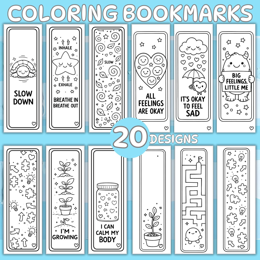 Mindfulness Coloring Bookmarks for Kids | Feelings & Calm Down Activity ...