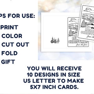 10 Farm Christmas Coloring Cards - Printable Holiday Fun for Kids - DIY ...