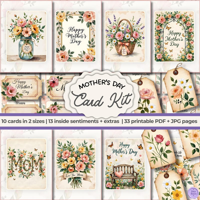 Mothers Day Diy Card Kits - Etsy