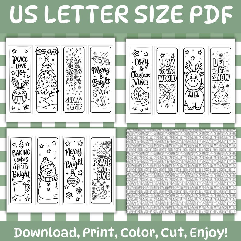 Christmas Bookmark Coloring Craft: Printable Kids' Activity (PDF ...