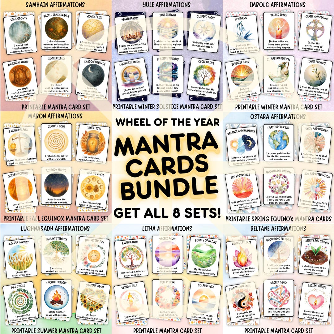 Wheel of the Year Affirmation Cards: Sabbat Printable Set (digital ...