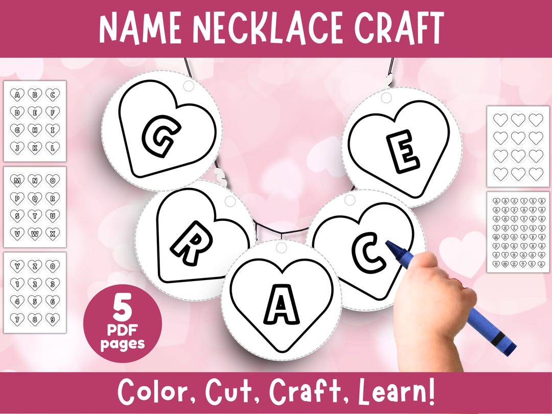 Valentine Name Craft: Heart Alphabet & Numbers Activity (PDF Download ...