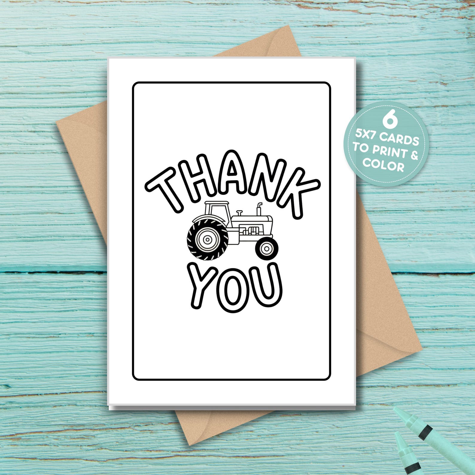 Tractor Thank You Coloring Cards: Farm Theme Kids Activity (PDF ...