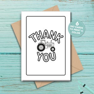 Tractor Thank You Coloring Cards: Farm Theme Kids Activity (PDF ...