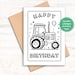 Tractor Birthday Coloring Cards: Farm Theme Printable (PDF Download) - Etsy