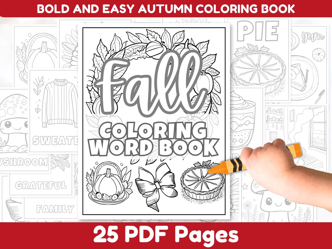 Fall Coloring Word Book - Bold and Easy Autumn Coloring Pages - Cozy ...