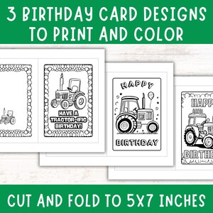 Tractor Birthday Coloring Cards: Farm Theme Printable (PDF Download) - Etsy