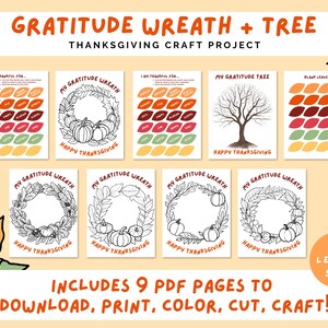 Thanksgiving Gratitude Wreath Craft: Preschool Coloring Template (PDF ...