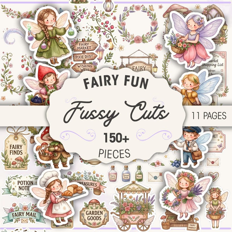 Fairy Junk Journal Fussy Cuts Printable Kit Digital Stickers Forest ...