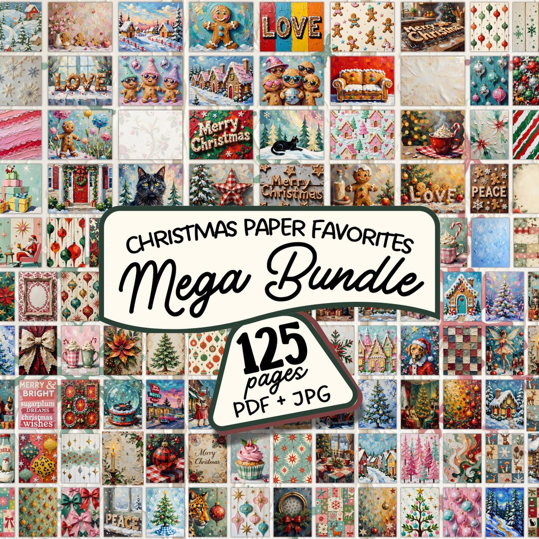 125 Page Mega Christmas Papers Bundle: Printable Junk Journal Kit (PDF ...
