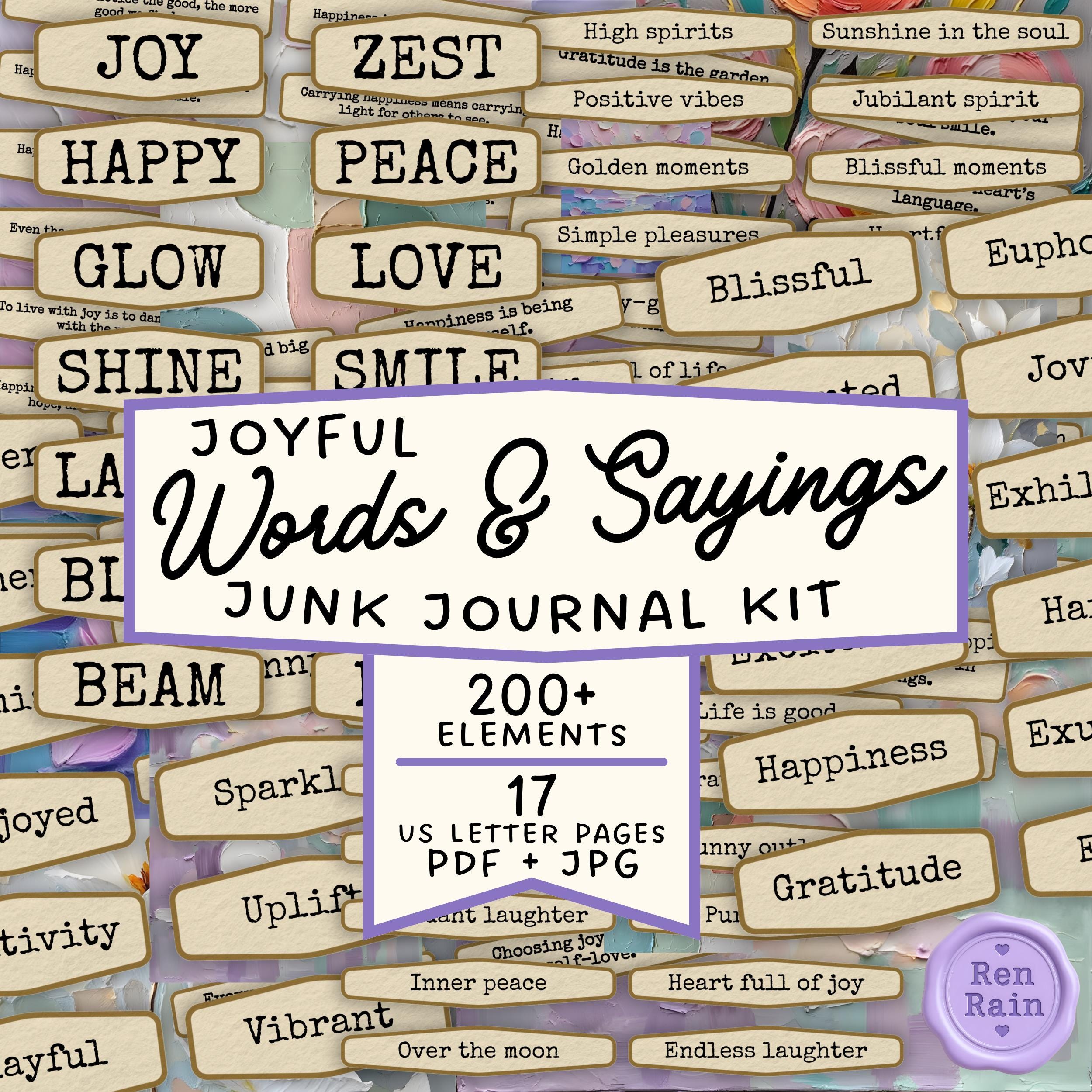 Joyful Words, Sayings, and Inspirational Quotes: Printable Junk Journal ...