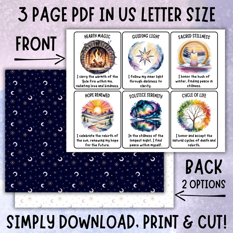 Yule Affirmation Cards: Printable Pagan Mantra Deck (PDF Download) - Etsy