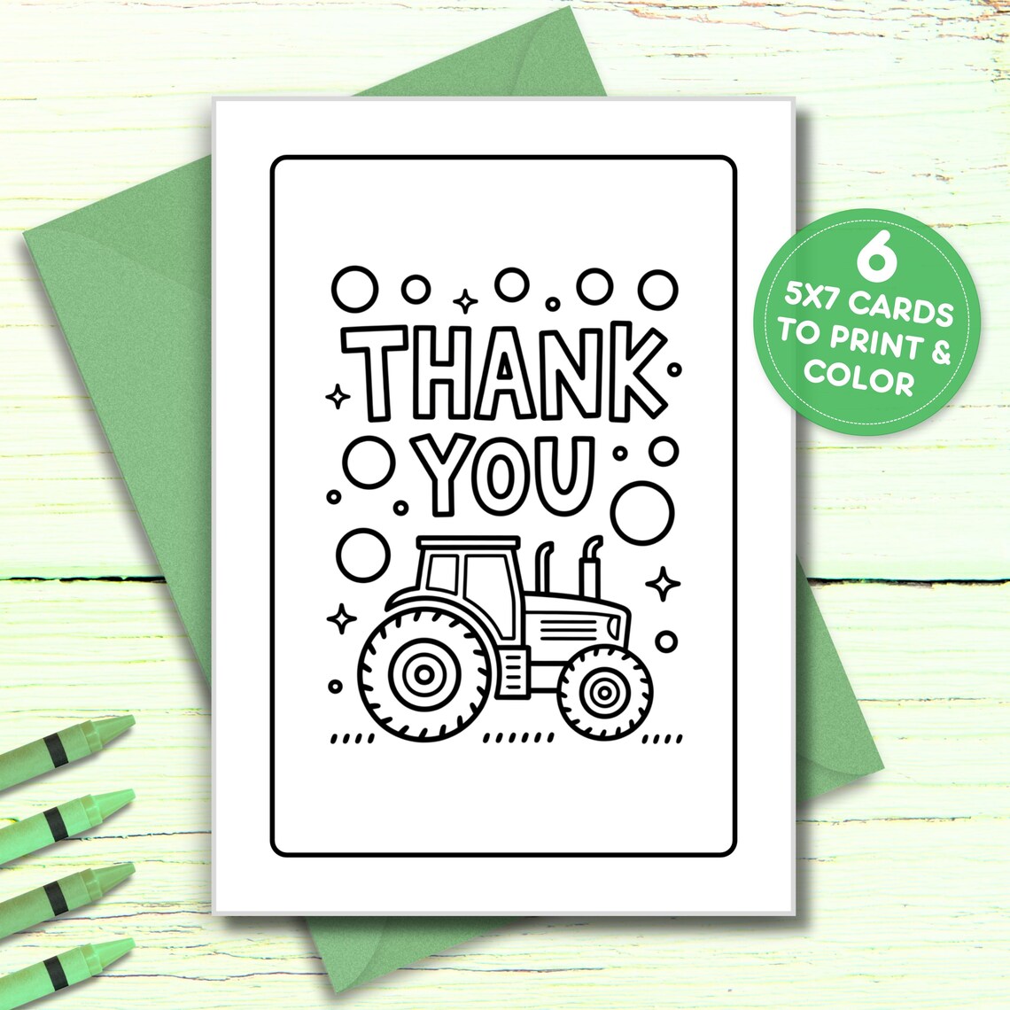 Tractor Thank You Coloring Cards: Farm Theme Kids Activity (PDF ...