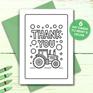 Tractor Thank You Coloring Cards: Farm Theme Kids Activity (PDF ...