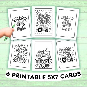 Tractor Thank You Coloring Cards PDF - Printable Farm Theme ...