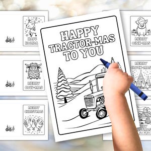 10 Farm Christmas Coloring Cards - Printable Holiday Fun for Kids - DIY ...