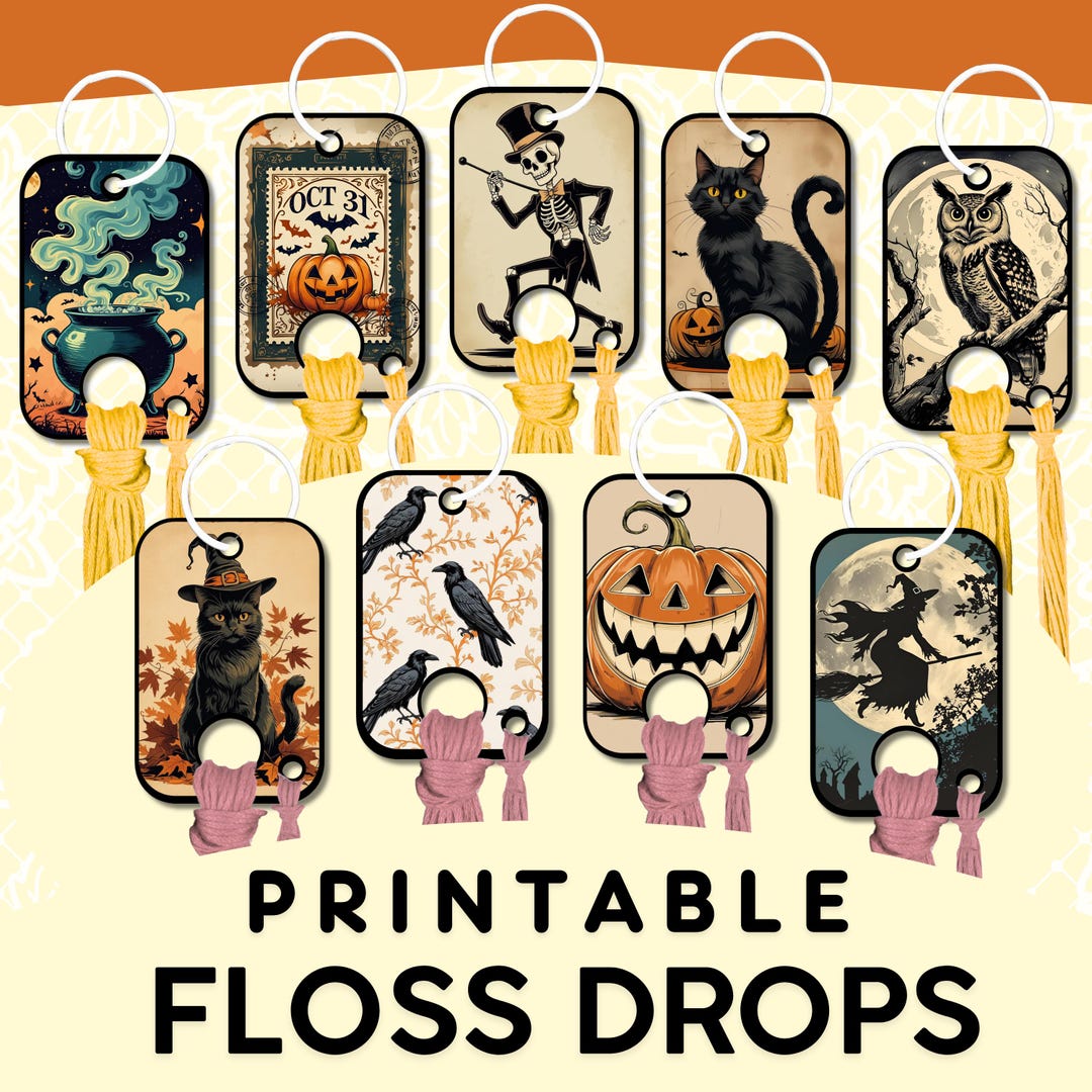 Printable Halloween Floss Drops: Cross Stitch Thread Organizer (PDF ...