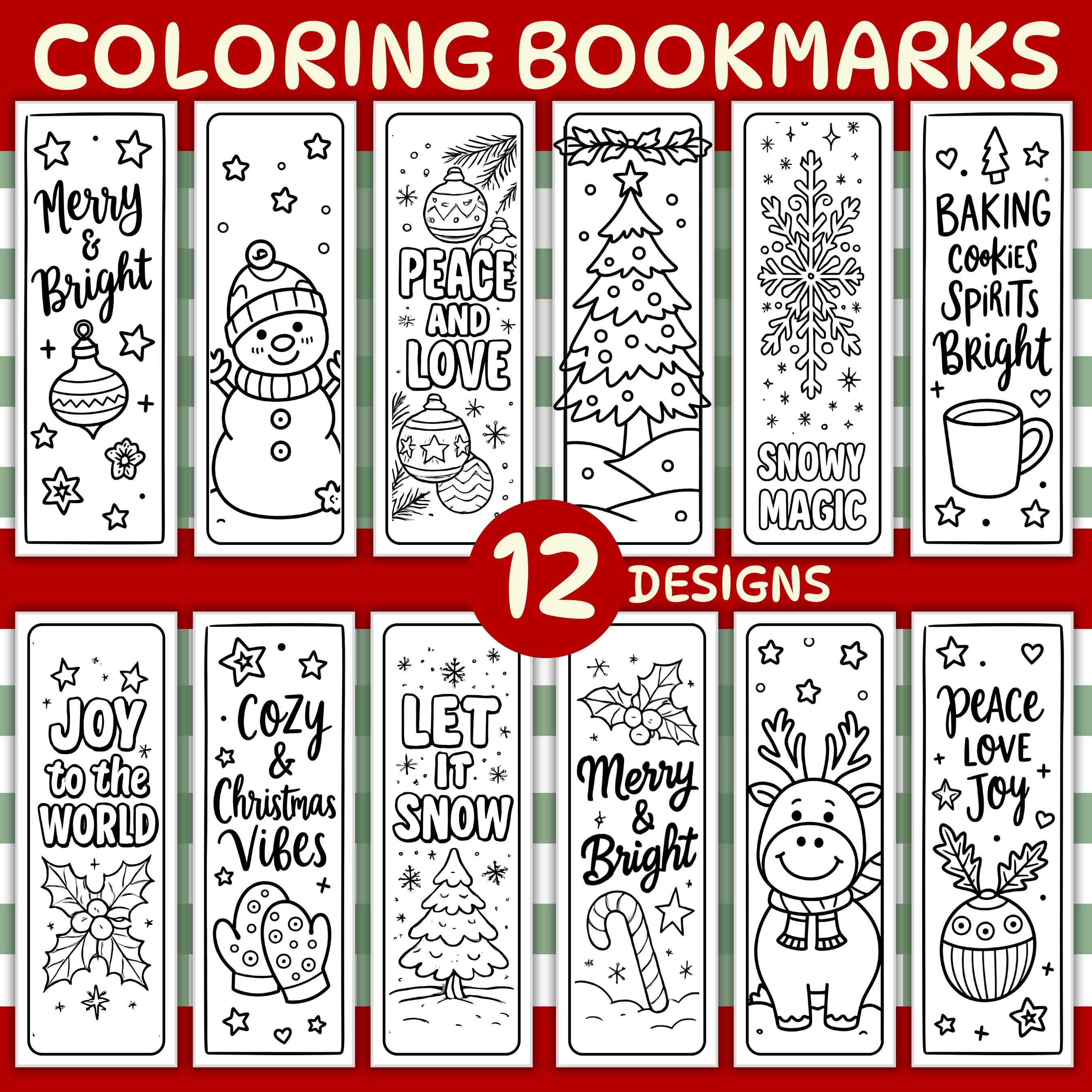 Christmas Bookmark Coloring Craft: Printable Kids' Activity (PDF ...