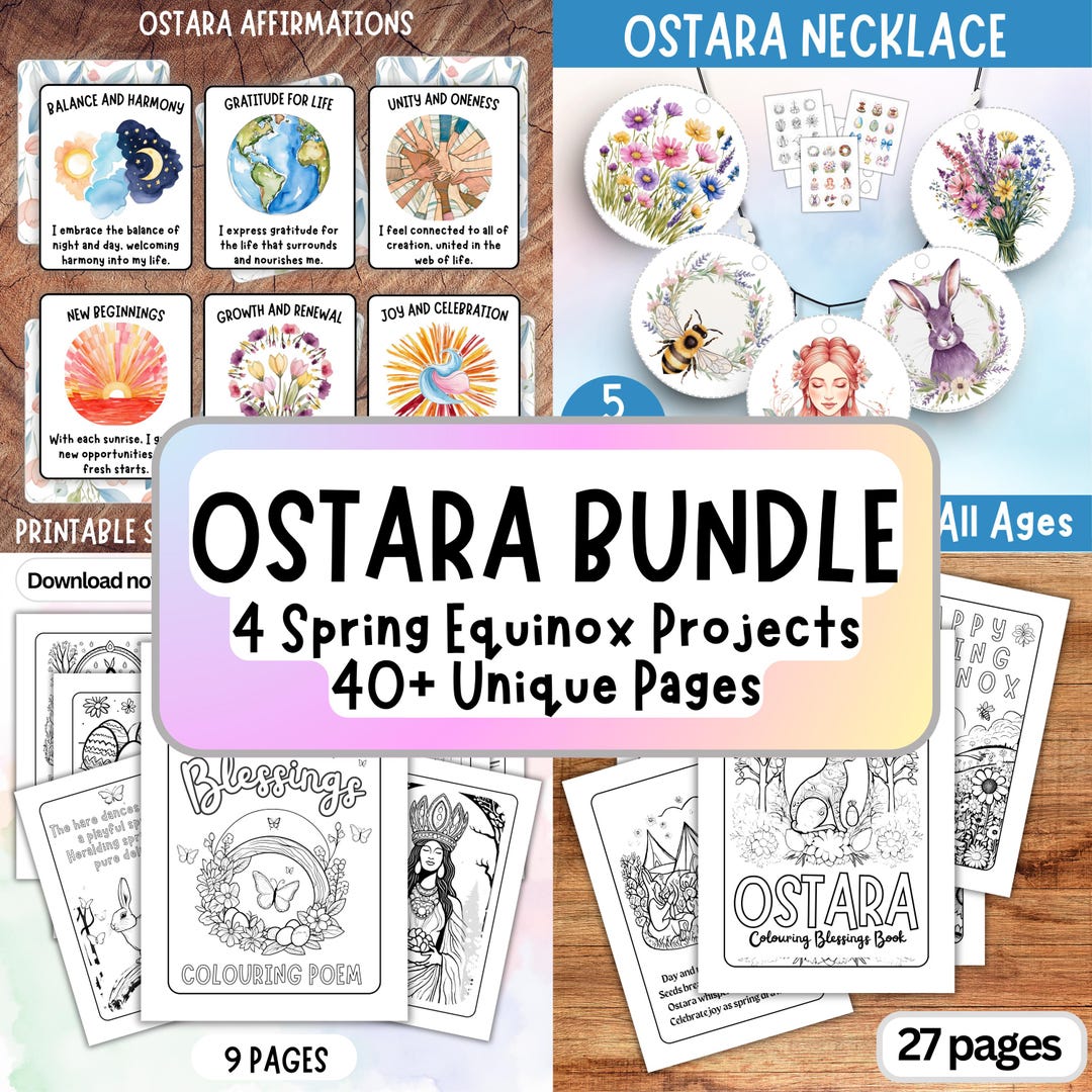 Ostara Activity Bundle - Spring Equinox Coloring Book, Poem, Necklace ...