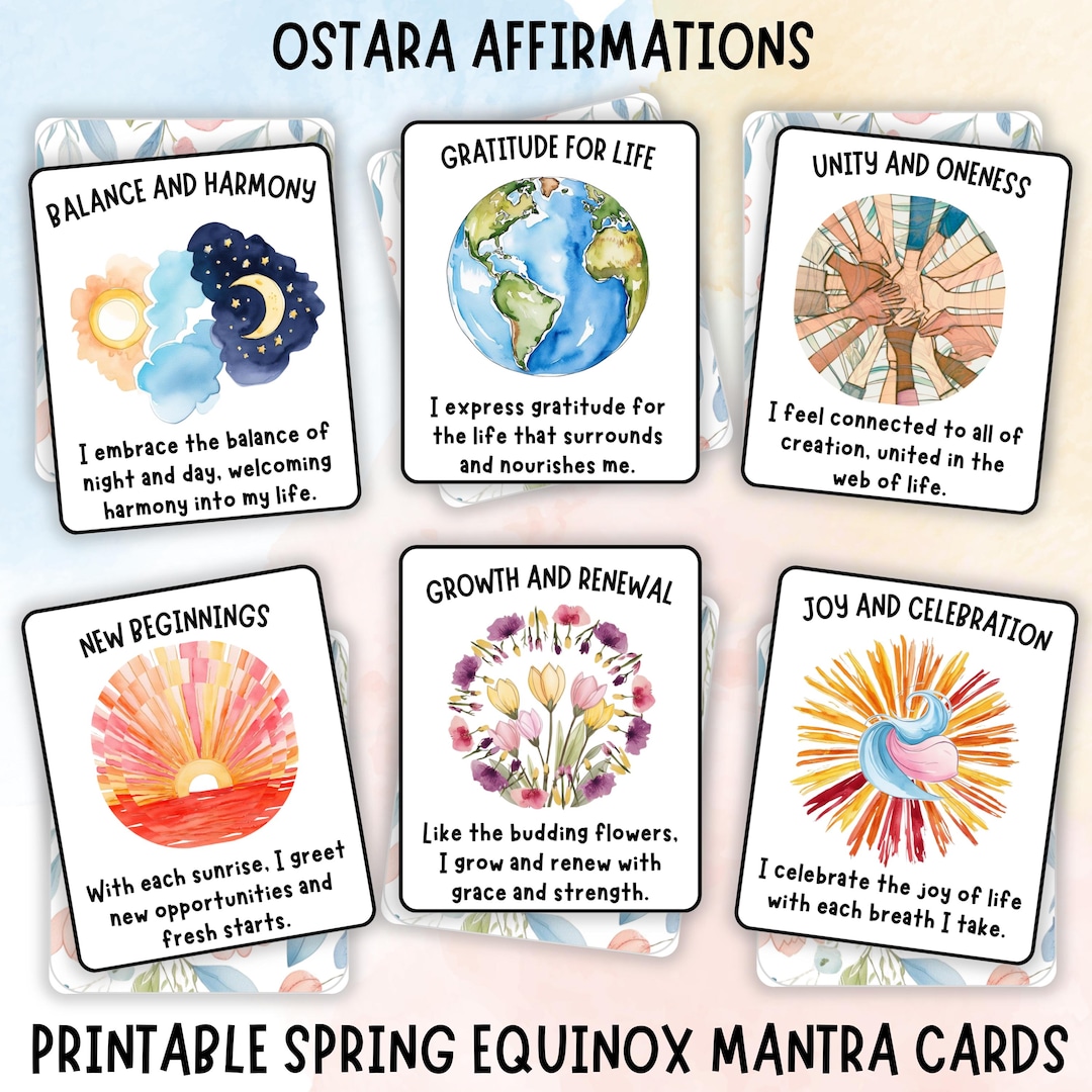 Ostara Affirmation Cards Set - Printable Pagan Holiday Mantra Deck for ...