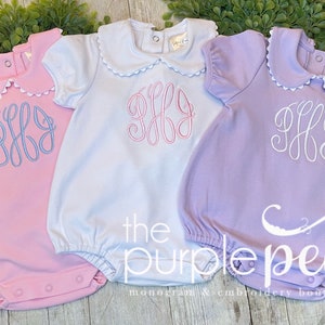 Monogrammed Girls Bubble, Collared Bubble - Etsy