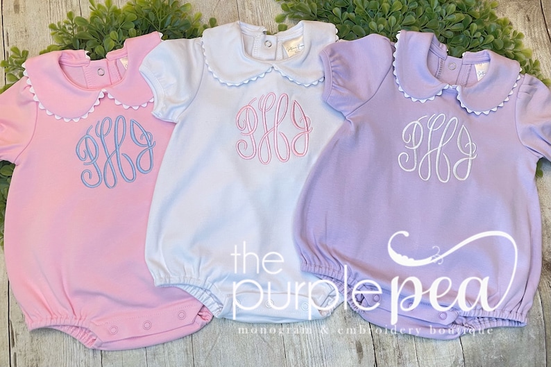 Monogrammed Girls Bubble, Collared Bubble - Etsy