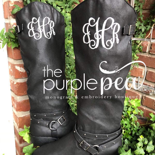 Monogram Boots - Etsy