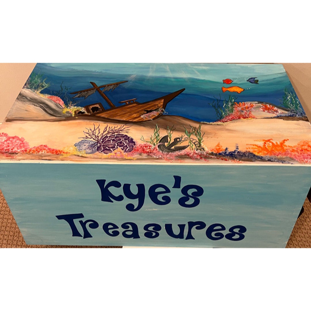Hand Painted Custom Wood Toy Box: Under the Sea Theme - Etsy
