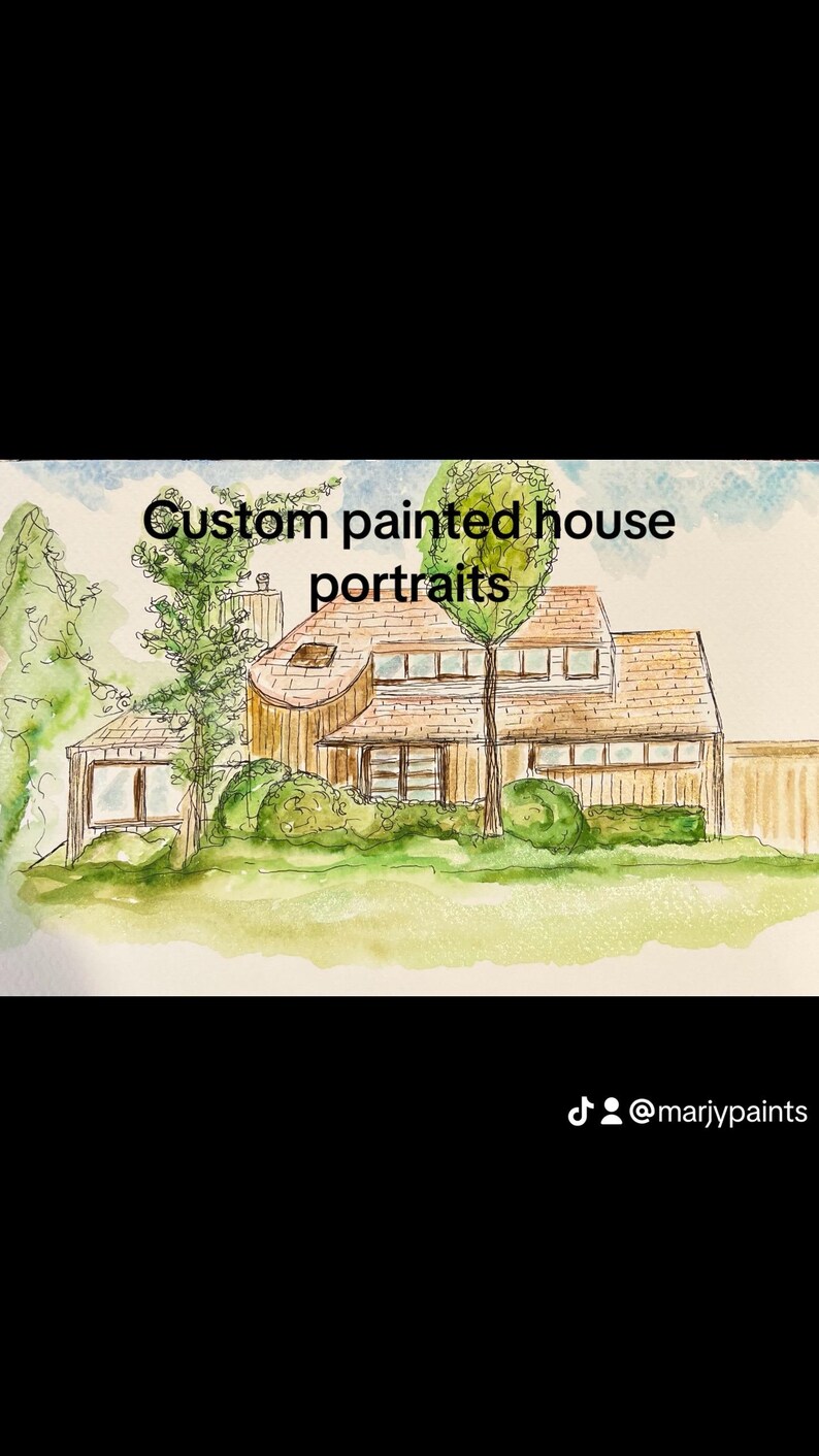Hand Painted House Home Portrait Painting From Your Photo Watercolor ...