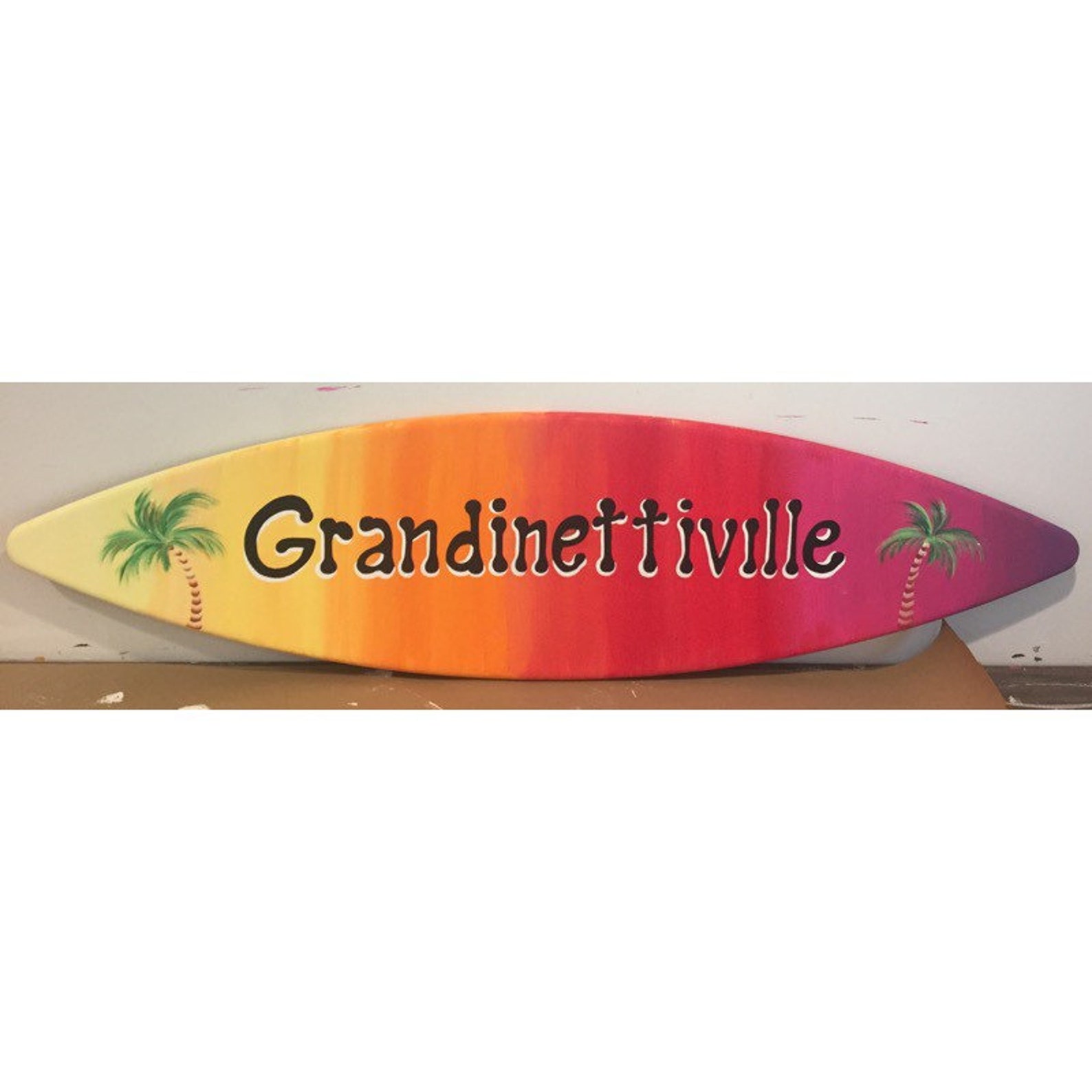 4ft Sunset Palm Tree Beach Scene Surf Surfboard Replica Prop Wedding ...