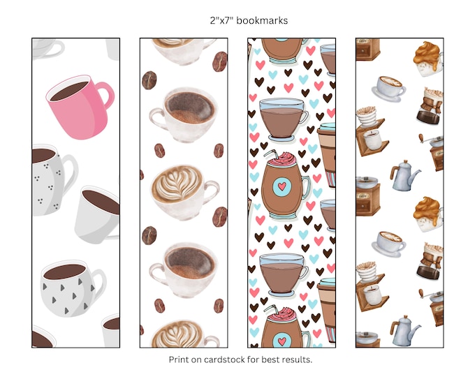 Bookmark Set Coffee - Caffeine Bookmarks - Printable - Instant Download ...