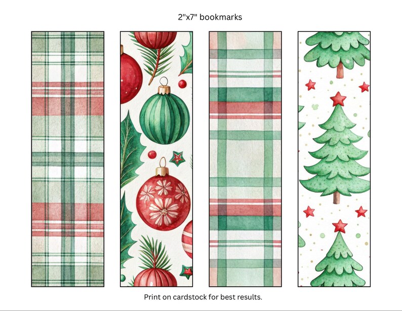 Printable Christmas Pattern Bookmarks, Holiday Print Bookmark, Digital ...