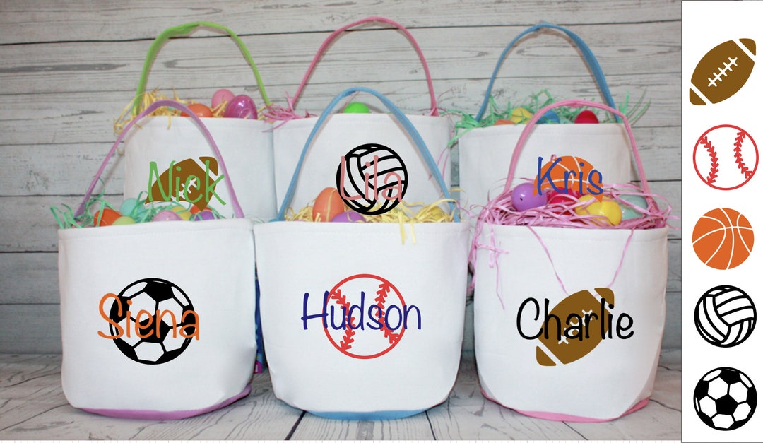 Sports Personalized Easter Basket Kids Easter Baskets Soccer Baseball ...