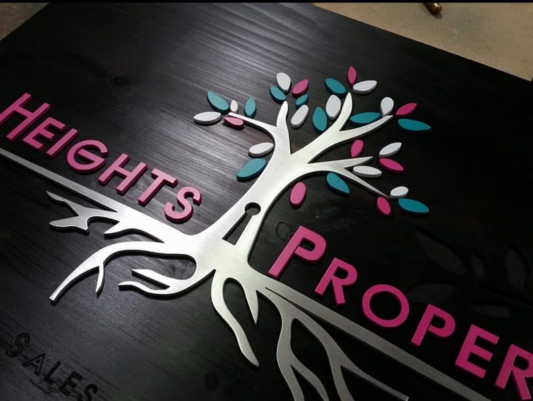 Real Estate Signs - Carved Wood Inlay - Layered Metal - Business Signs ...