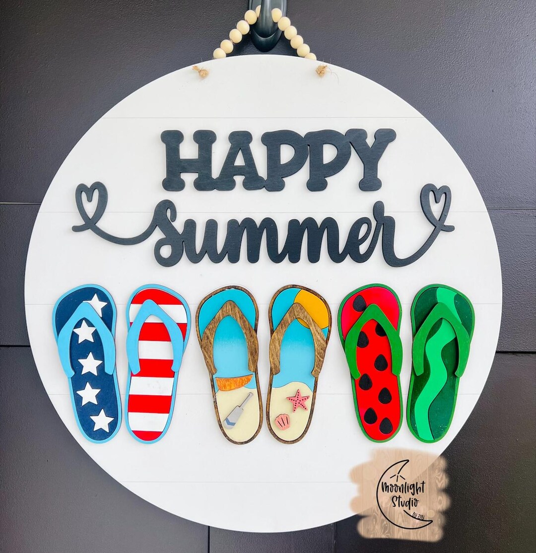 Flip Flops Summer Door Hanger, Baltic Birch Sign, 18'' - Etsy