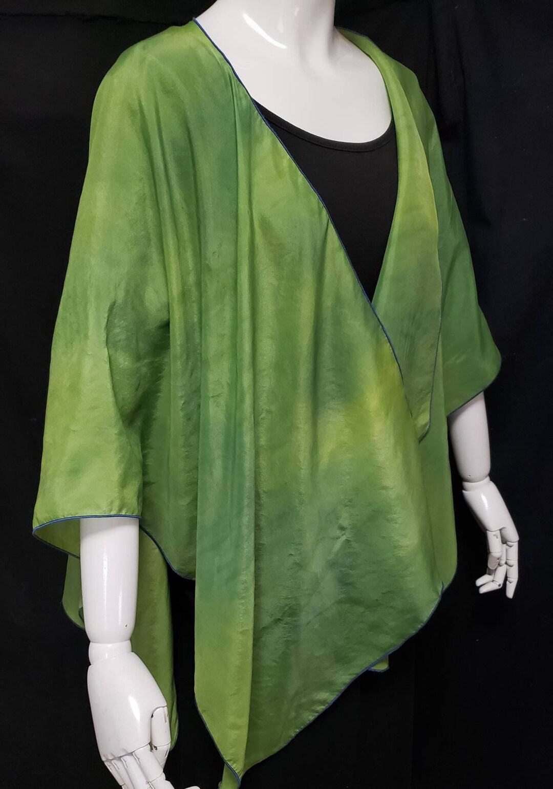 Silk Ruana, Kimono Wrap, Shawl, Lovely Shades of Green With Hints of ...