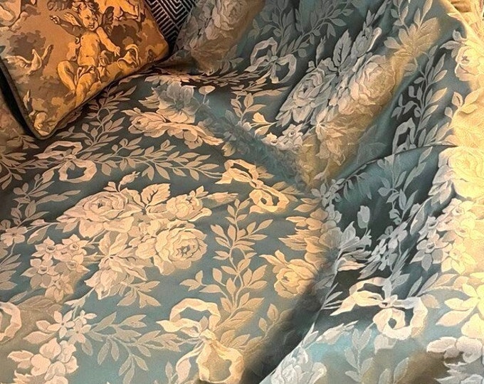 Embossed Floral Jacquard Upholstery Fabric in Antique Rose Bouquet ...