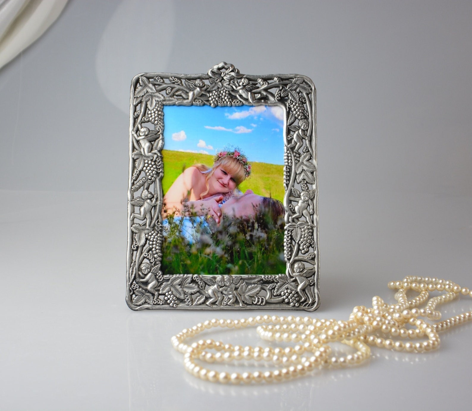 Metal Ornate Cherub Wedding Photo Frame Table Top Decor | Etsy