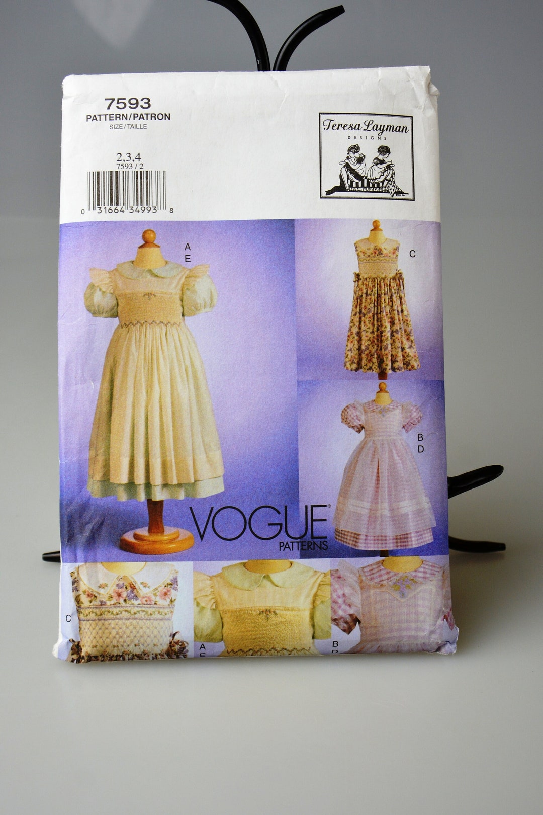 Vogue Pattern 7593 Teresa Layman Design Children's Dress & Pinafore ...