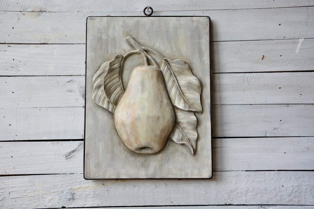 Framed Handpainted Pear Plaque Farmhouse Shabby Chic Decor Art Pear ...