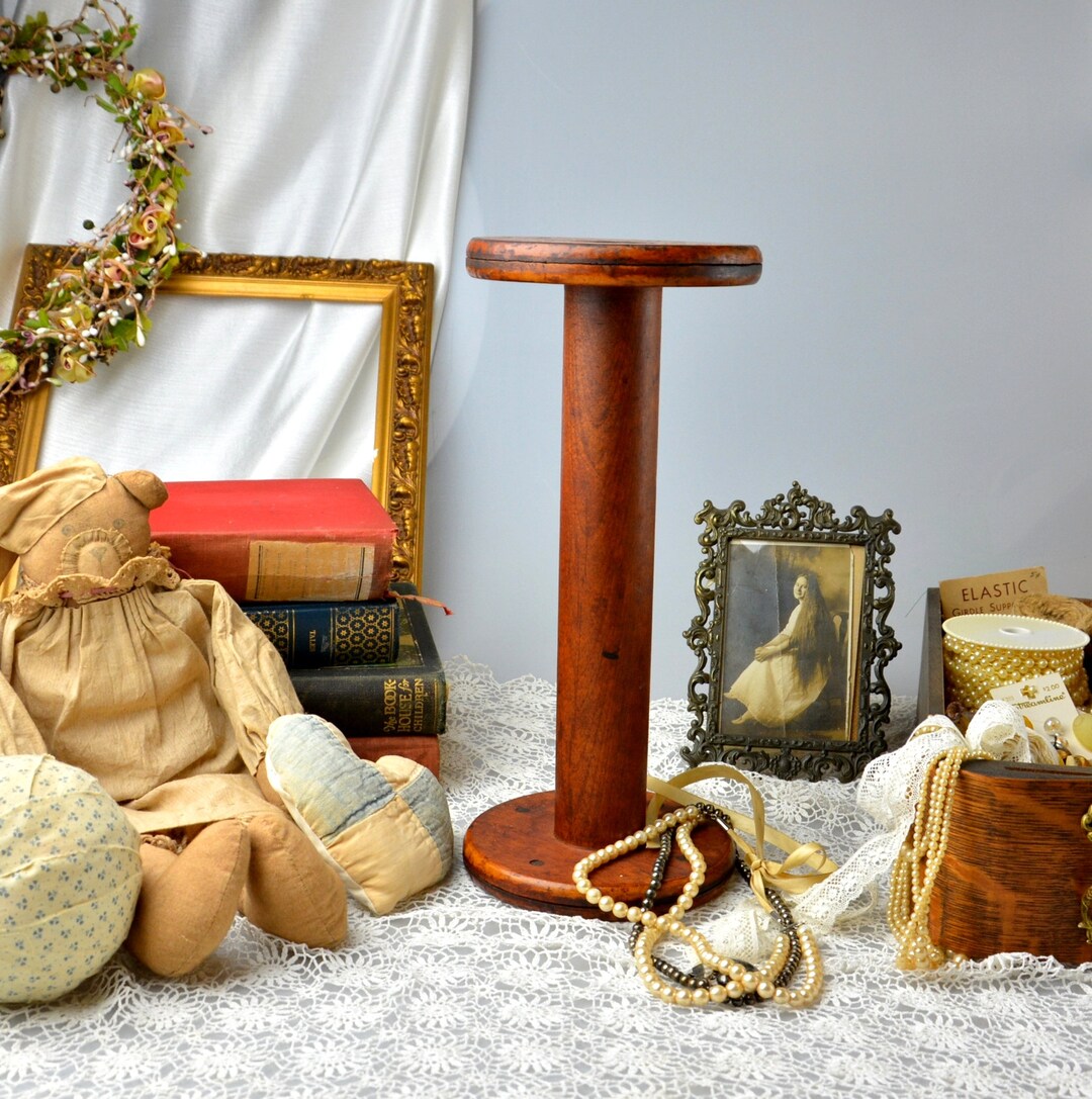 Large Industrial Textile Mill Spool Wooden Rustic Farmhouse Primitive ...