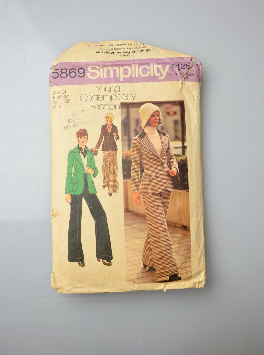1973 Simplicity 5869 Sewing Pattern: Misses' Jacket & Pants, Bust 36 ...