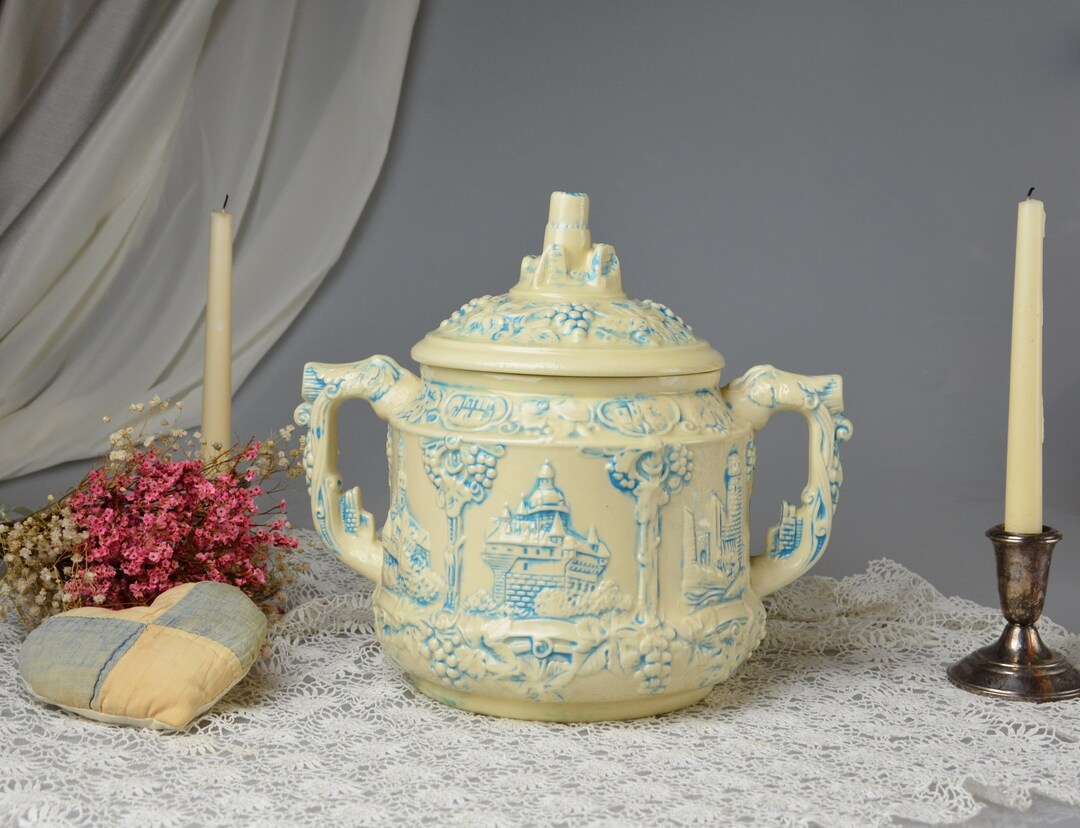 Vintage Large Pottery Jar Relief Features Depicting Castles - Etsy