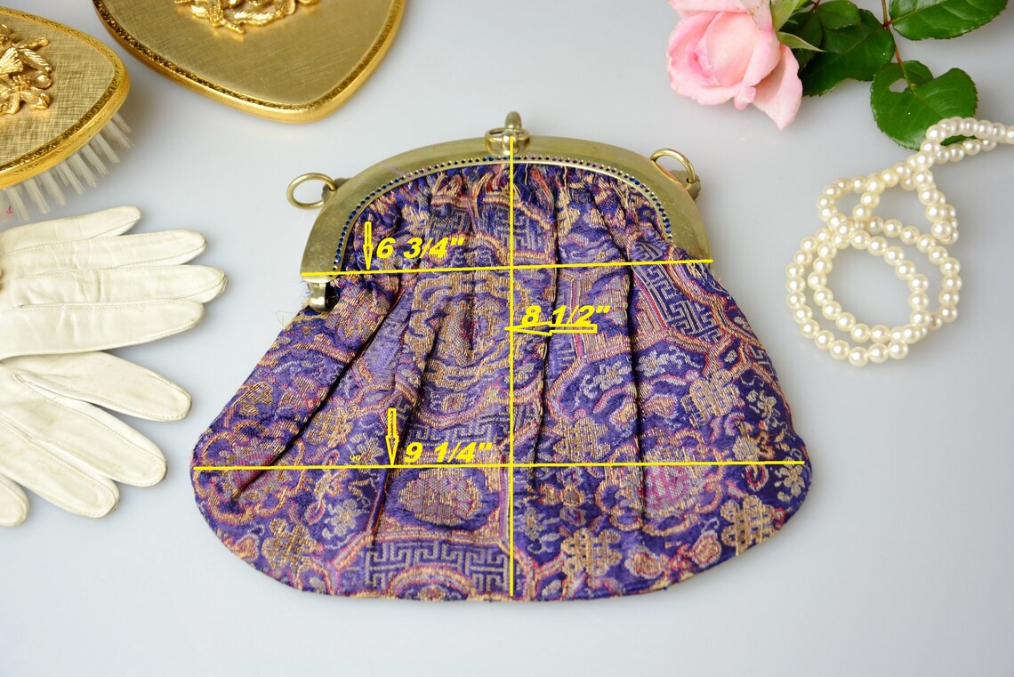 Vintage/antique Metal Framed Clasp Silk Purse Collectible - Etsy