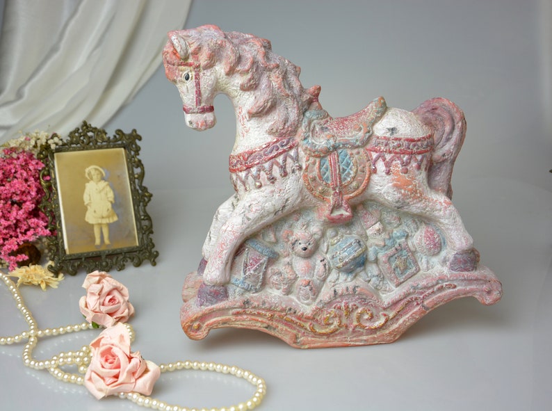 Vintage Ceramic Rocking Horse With Toys Figurine Antique Style | Etsy