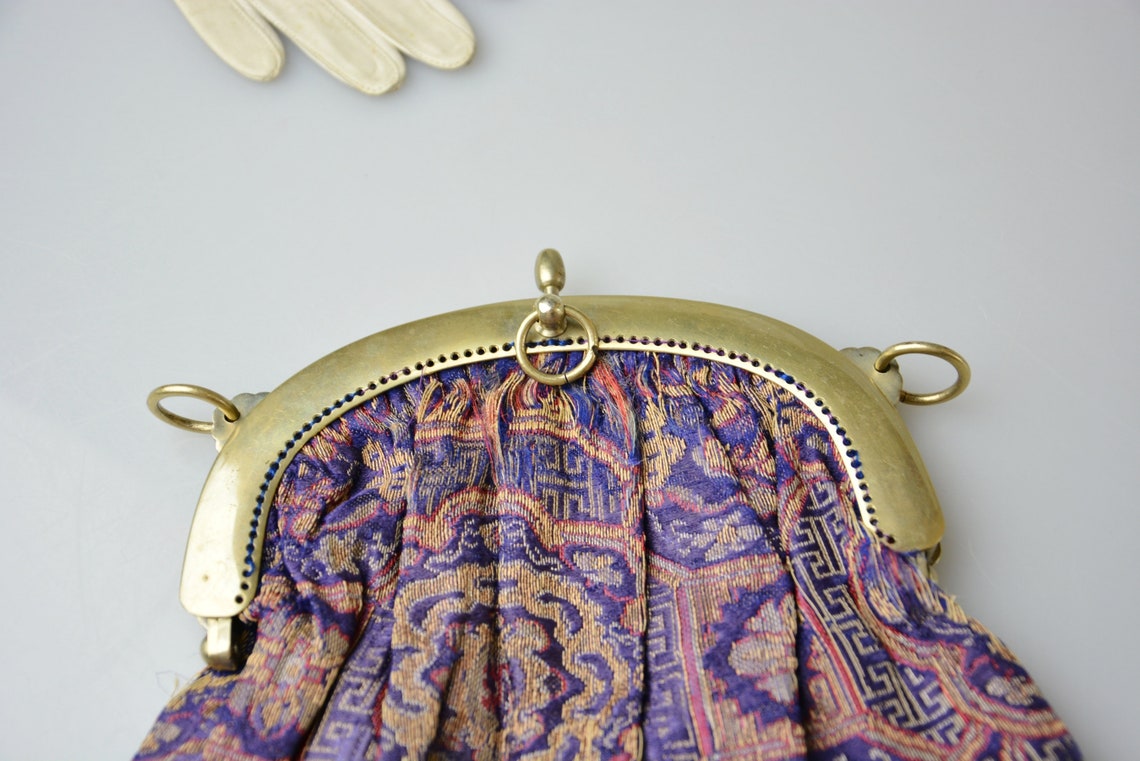 Vintage/antique Metal Framed Clasp Silk Purse Collectible - Etsy