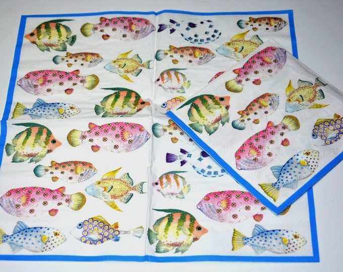 Tropical Fish Paper Napkins for Decoupage Ocean Decoupage Tissue Paper ...
